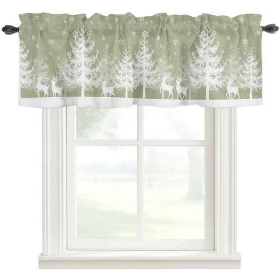 Christmas Sage Green Kitchen Valances for Windows, Small Valance ...