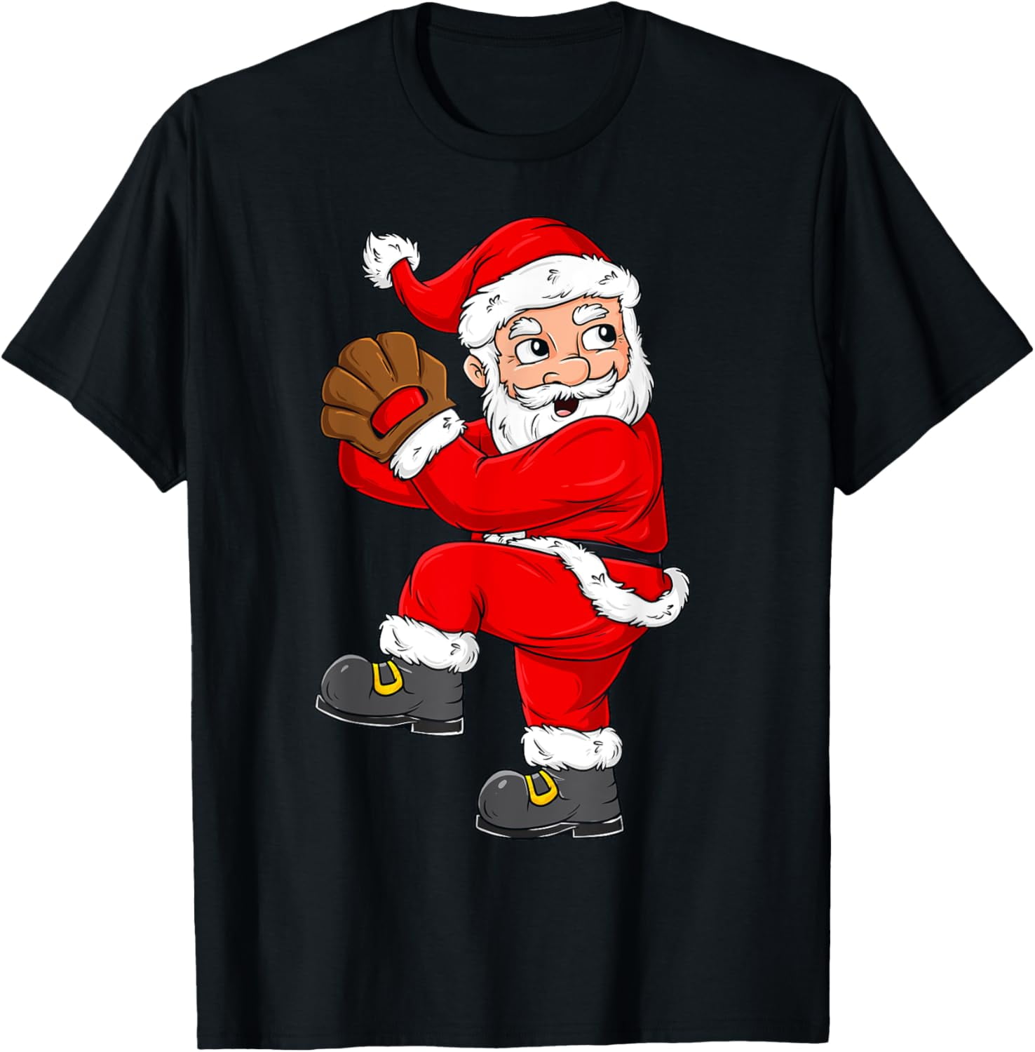 Christmas Santa Claus Baseball Pitcher Boys Kids Teens Xmas T-Shirt ...