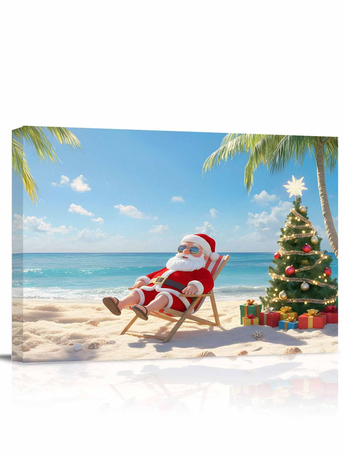 Christmas Santa Claus Canvas Print Wall Art Xmas Tree Abstract Santa ...
