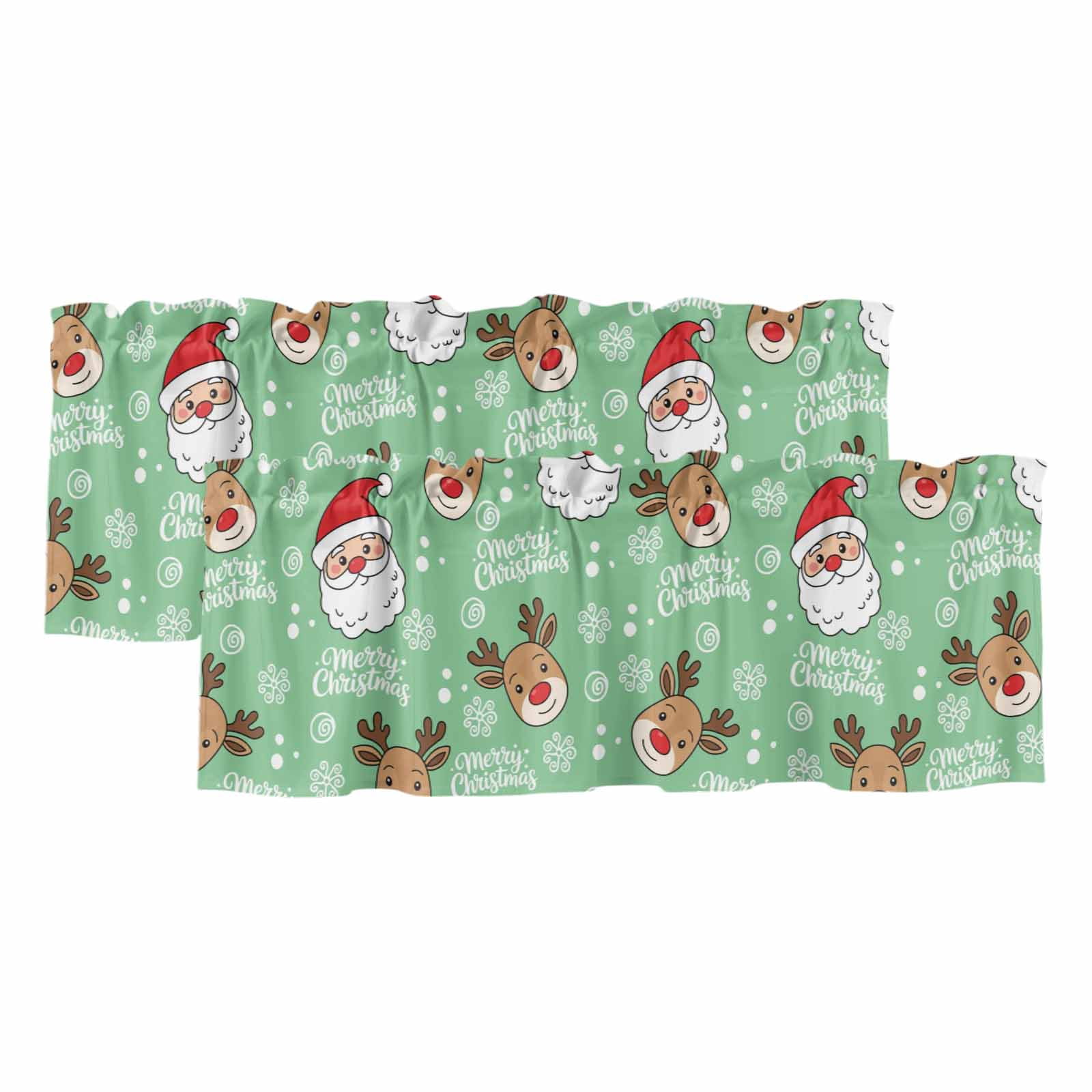 Christmas Santa Claus Curtain Valances for Windows, Kitchen Valance ...