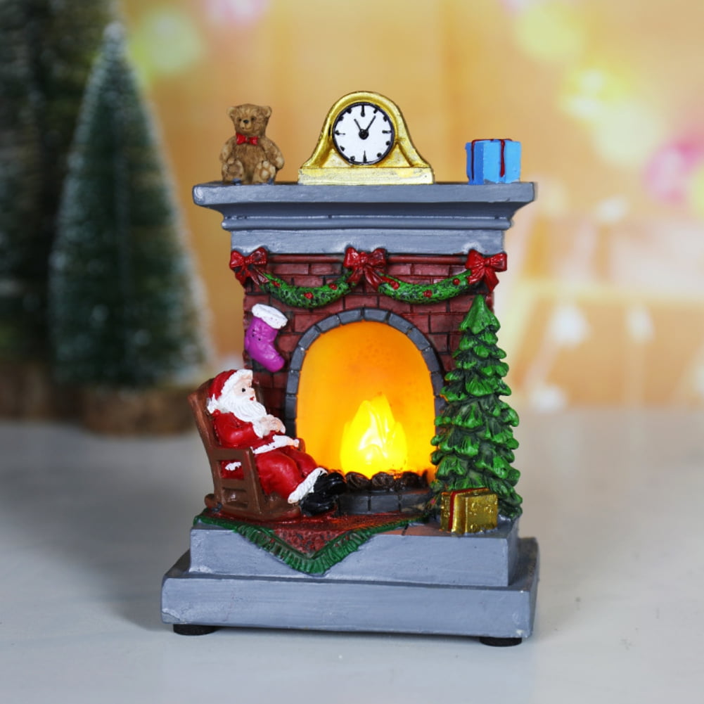 Christmas Santa Claus Decor Figurines Resin Lighted Decorations Table ...