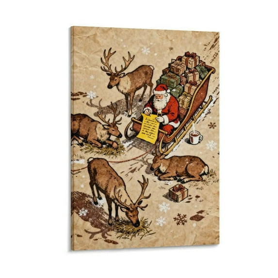 Christmas Santa Claus Decor Wall Art Picture Print Canvas Poster Wall ...