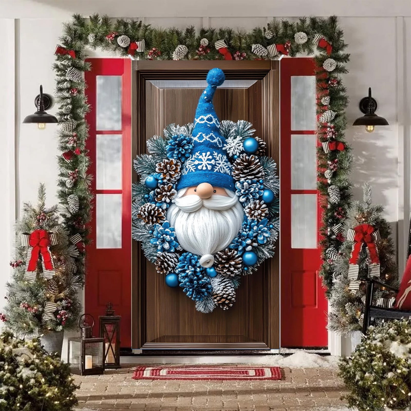 Christmas Santa Claus Door Cover Decorations 35 x 71 Inch Polyester ...