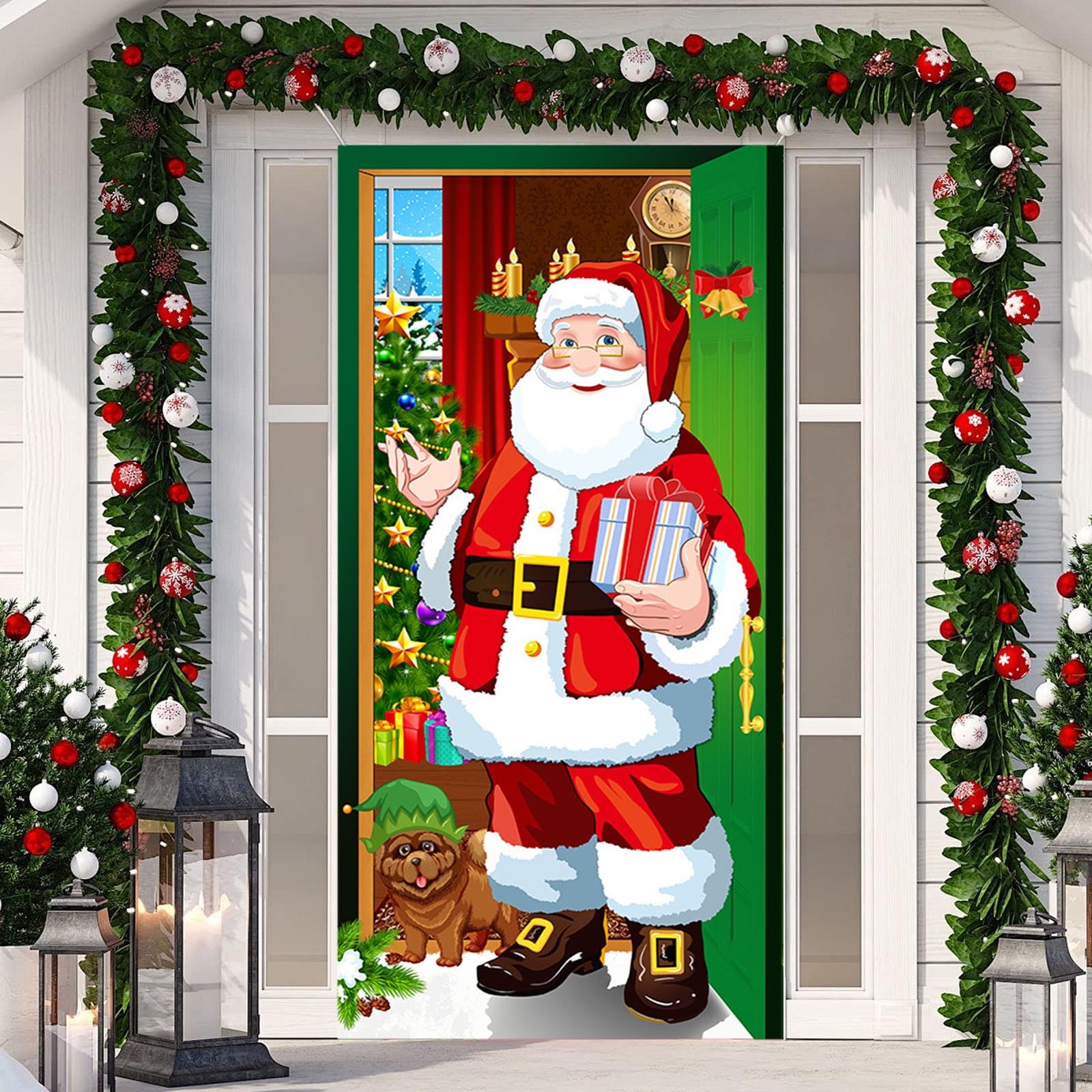 Christmas Santa Claus Door Cover,Elastic Christmas Door Covers for ...