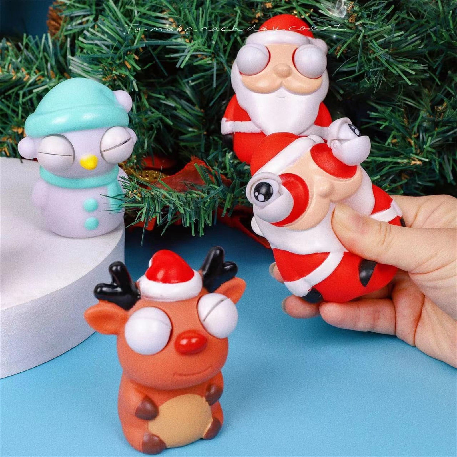 Christmas Santa Claus Elk Squeeze-Pop Eye Doll Decoration 3-Pack ...