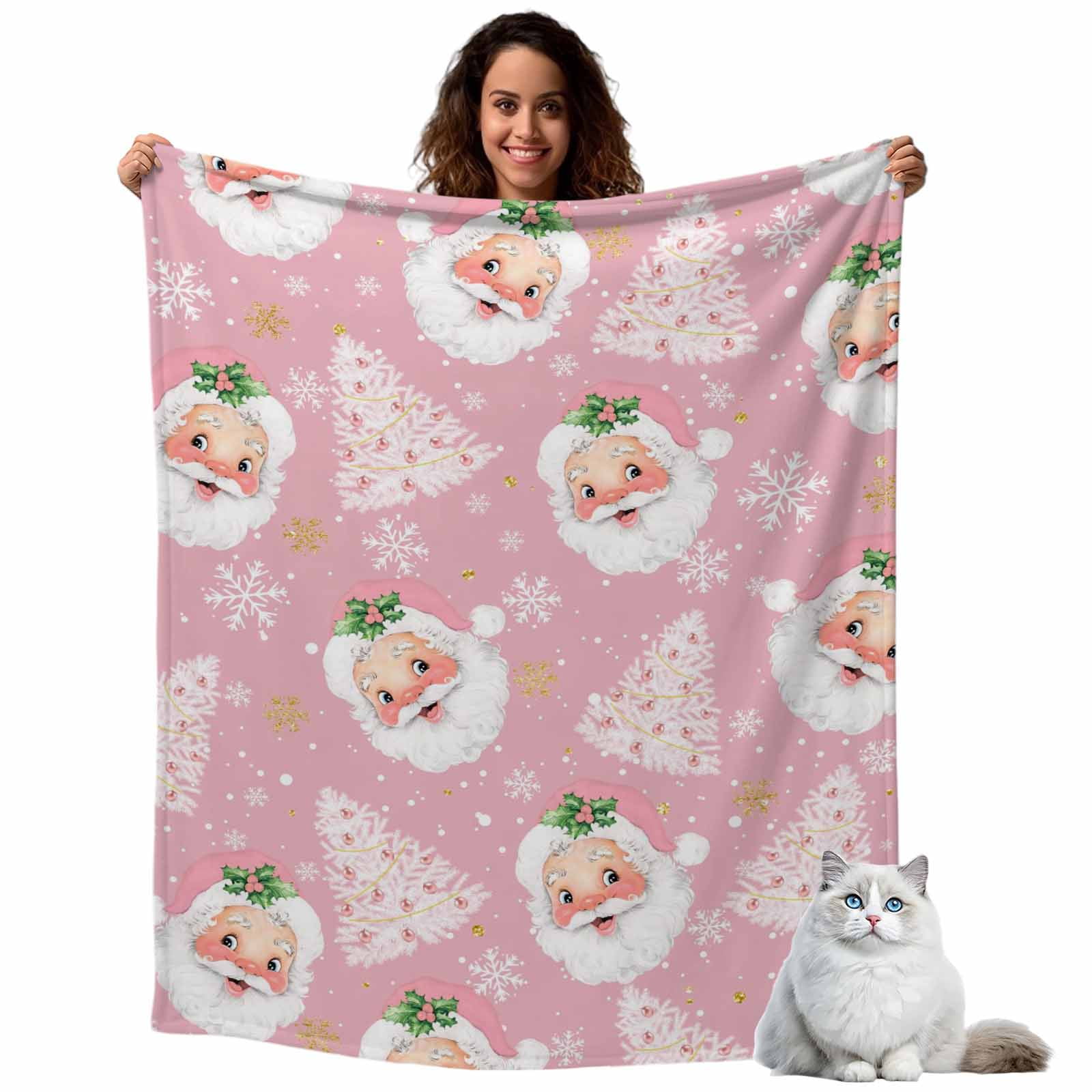Christmas Santa Claus Fleece Throw Blanket Lightweight Christmas Tree ...