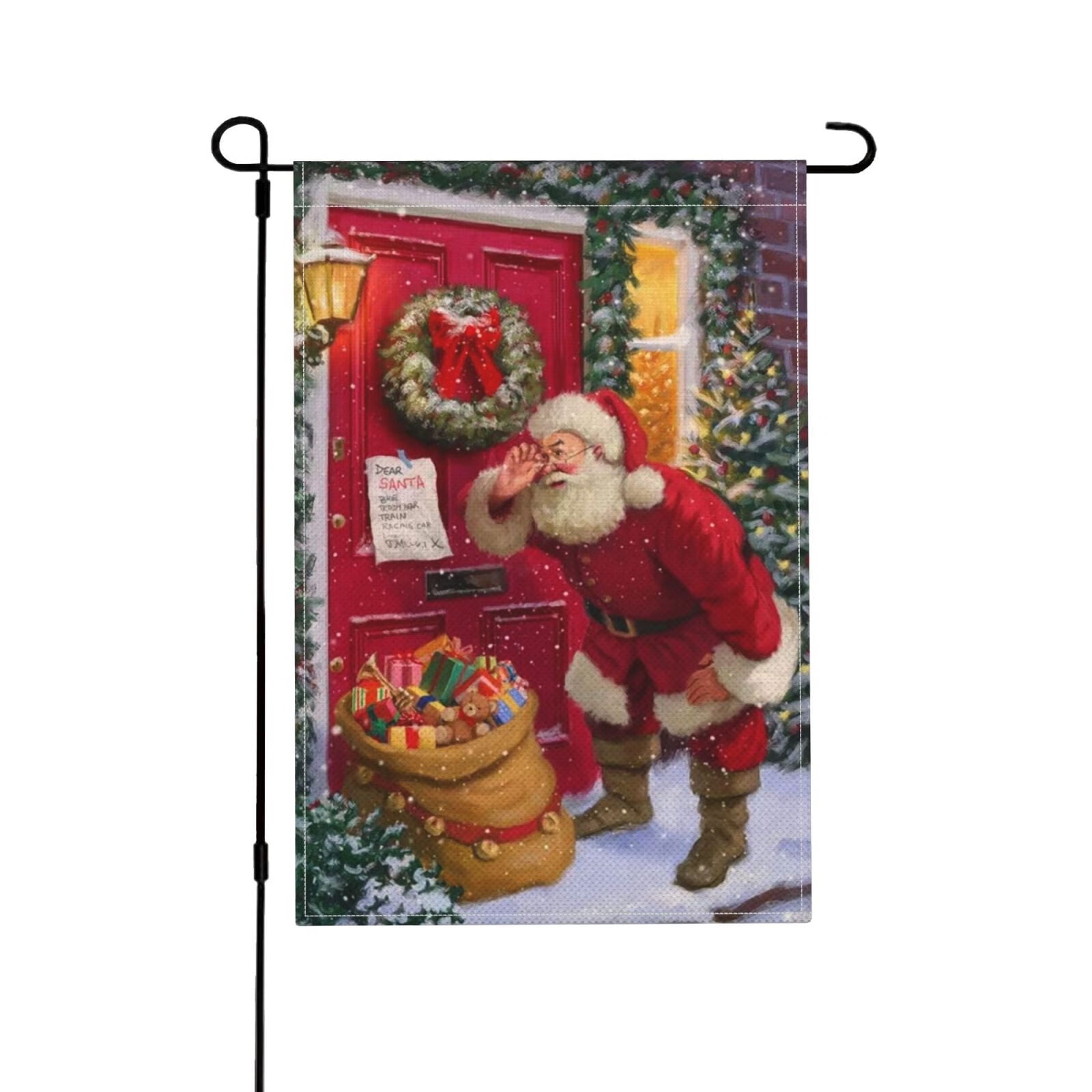 Christmas Santa Claus Garden Flag 12x18 Vertical Double Sided Farmhouse ...