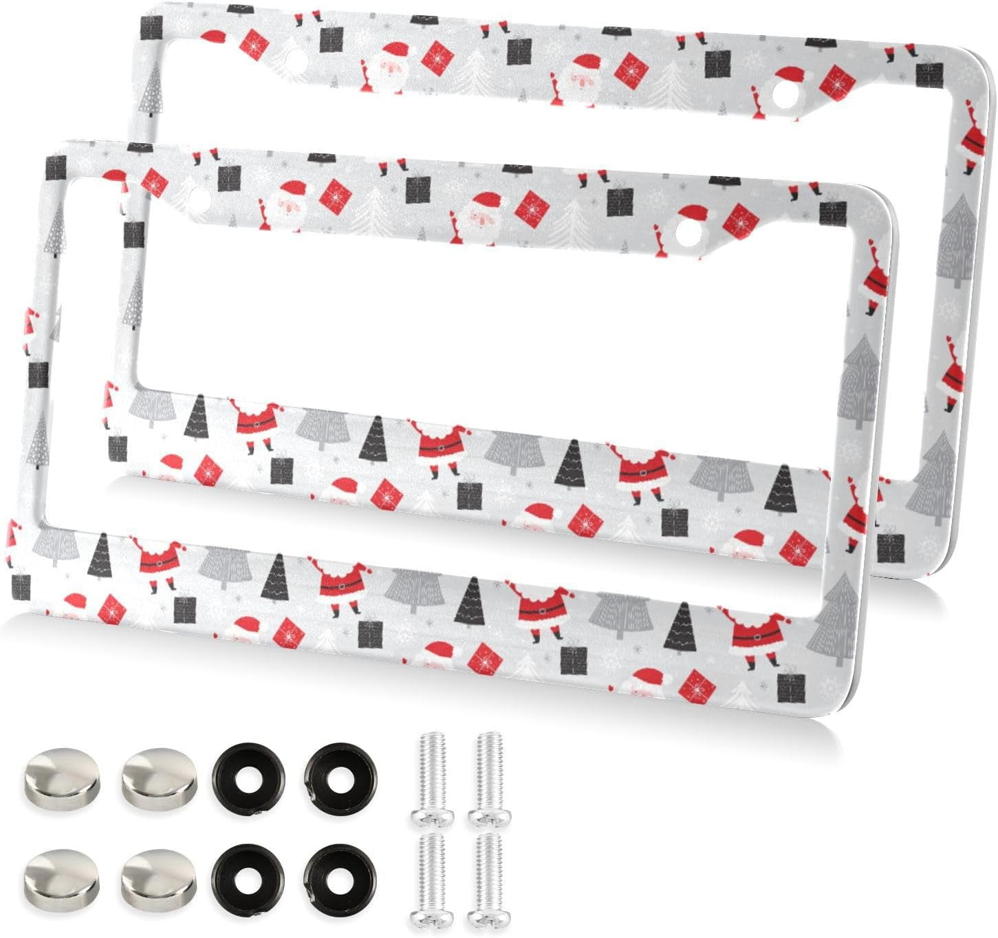 Christmas Santa Claus License Plate Frame - 2 Pack Universal Stainless ...