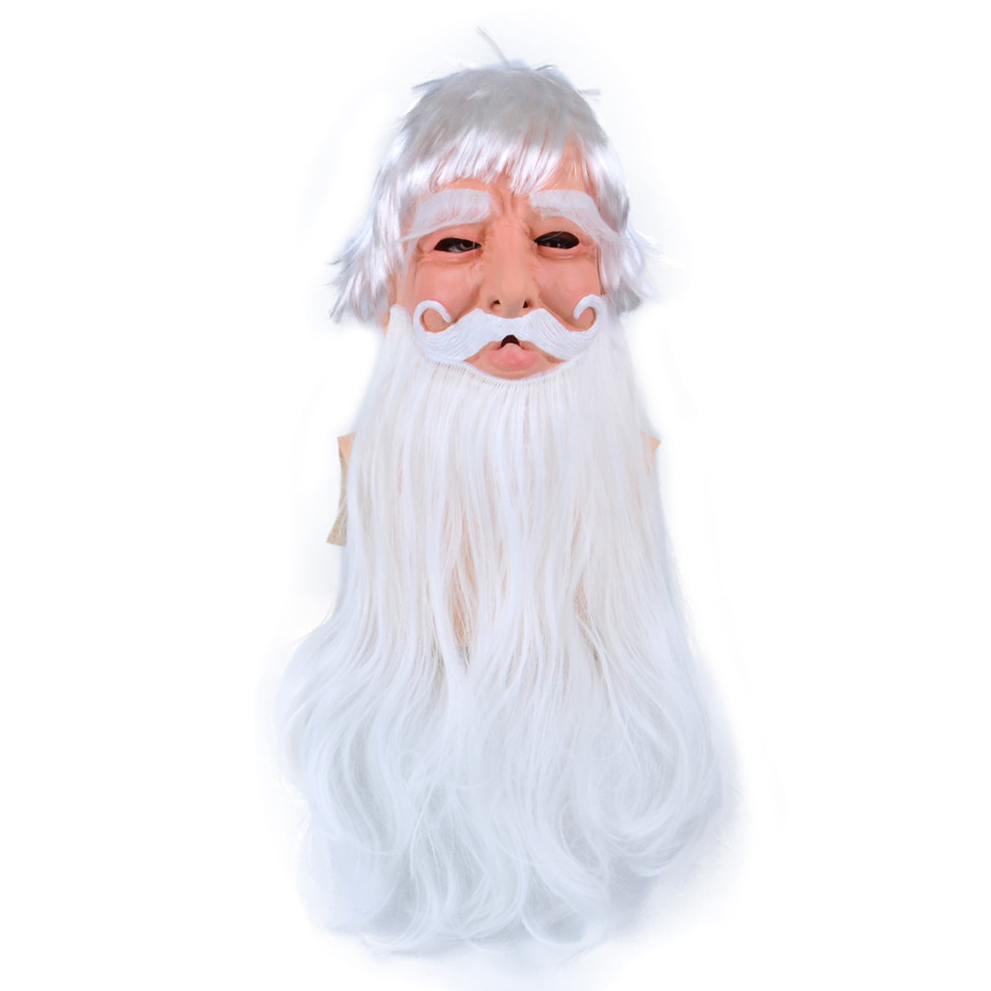 Christmas Santa Claus Mask Latex Christmas Old man Mask with White ...