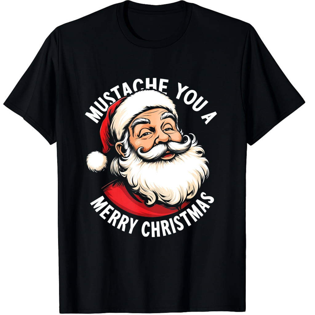 Christmas Santa Claus Mustache Face With Beard And You A Merry Print ...