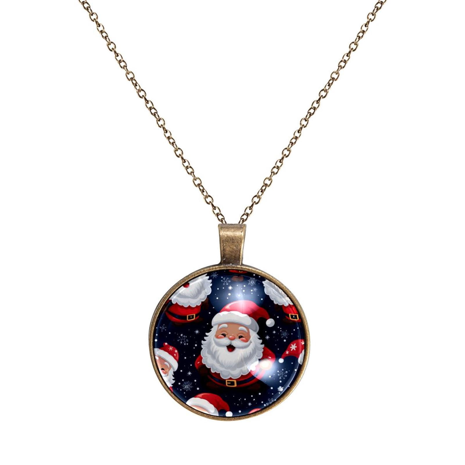 Christmas Santa Claus Necklace Personalized Custom Photo Round Pendant ...