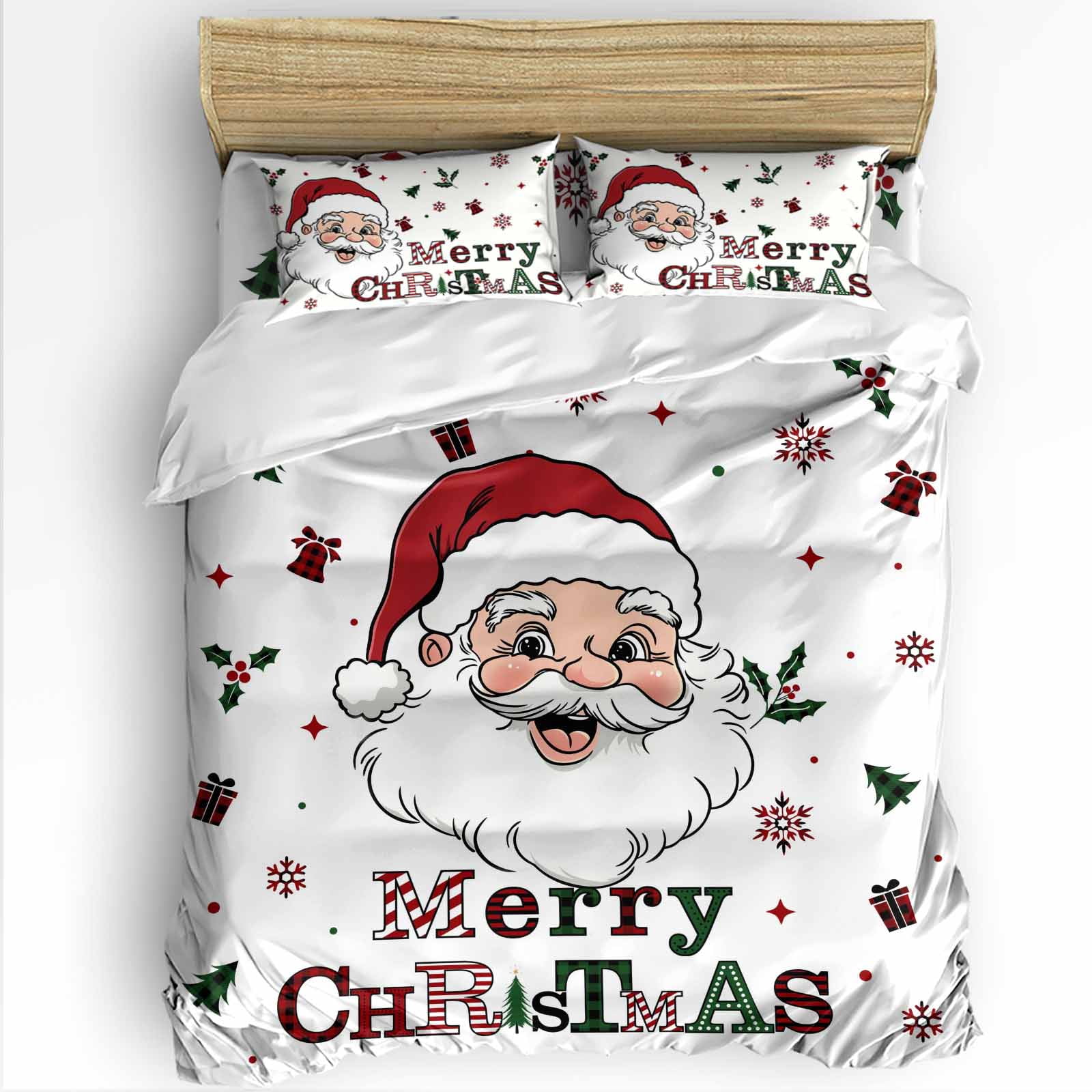 Christmas Santa Claus Queen Size Comforter Set, Merry Christmas Xmas ...