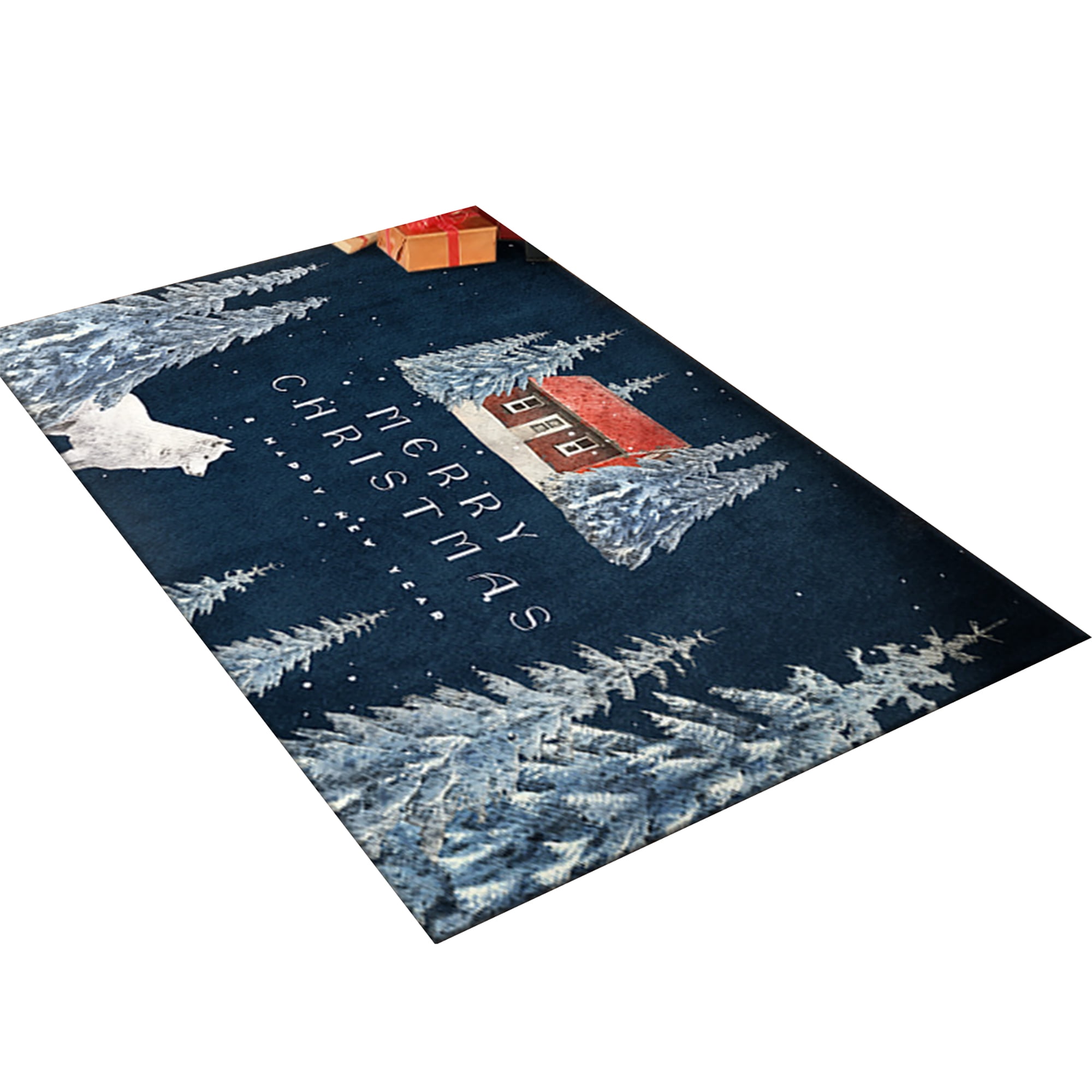 Christmas Santa Claus Reindeer Kitchen Rugs Sleigh Bath Floor Door Mats ...