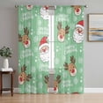Christmas Santa Claus Sheer Curtains 96 Inch Length 2 Panels Set ...