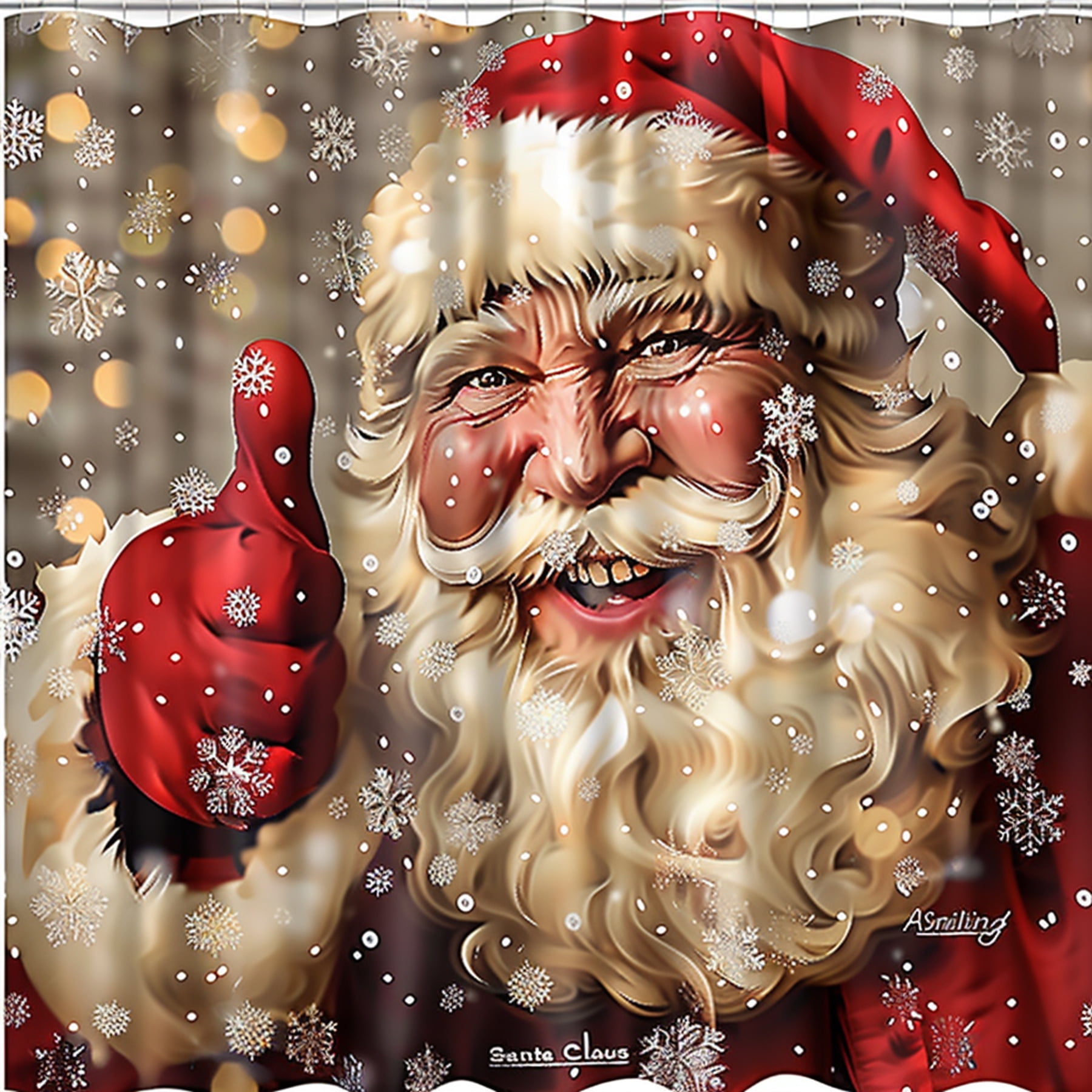 Christmas Santa Claus Shower Curtain Festive Holiday Design with ...
