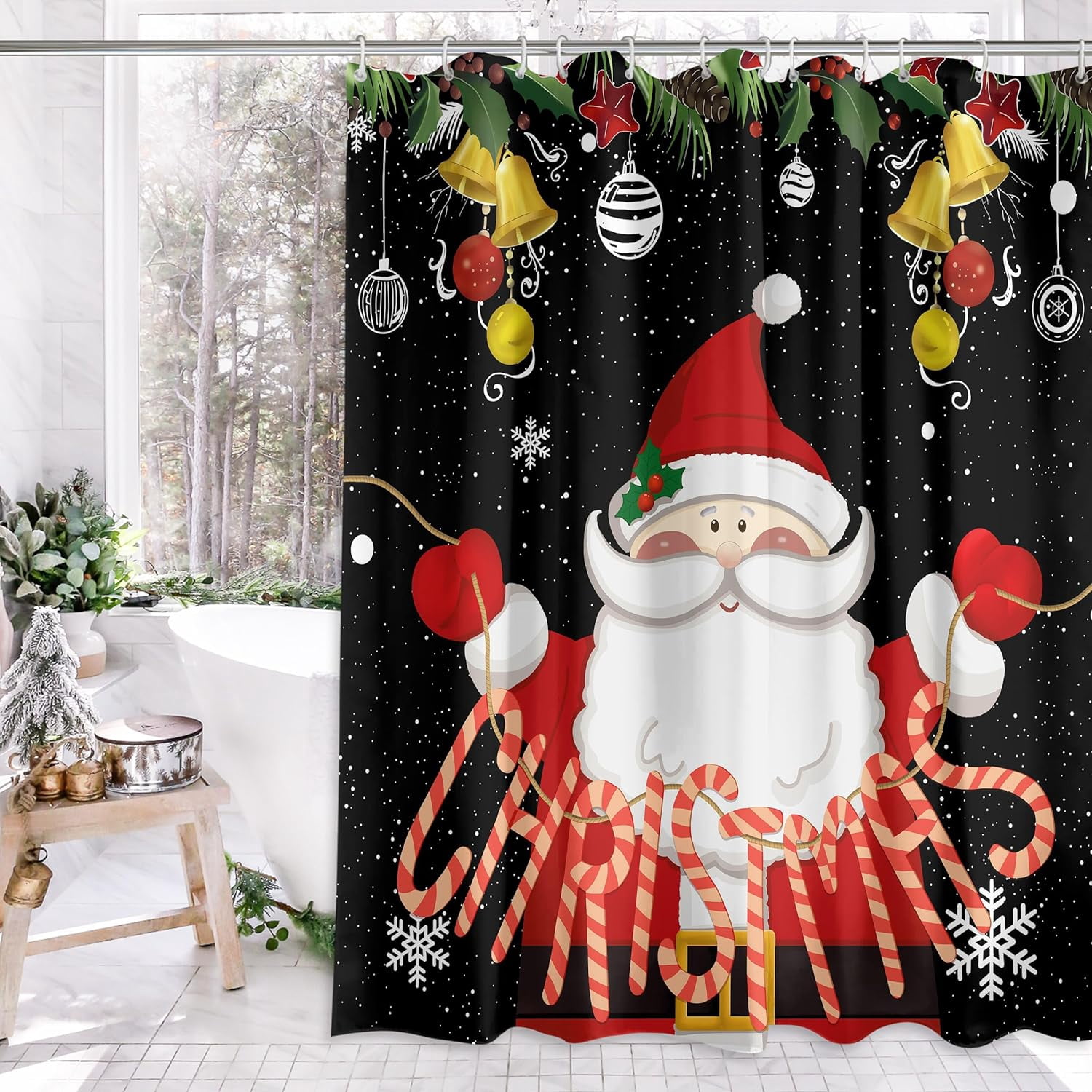 Christmas Santa Claus Shower Curtain, Merry Christmas Shower Curtains ...