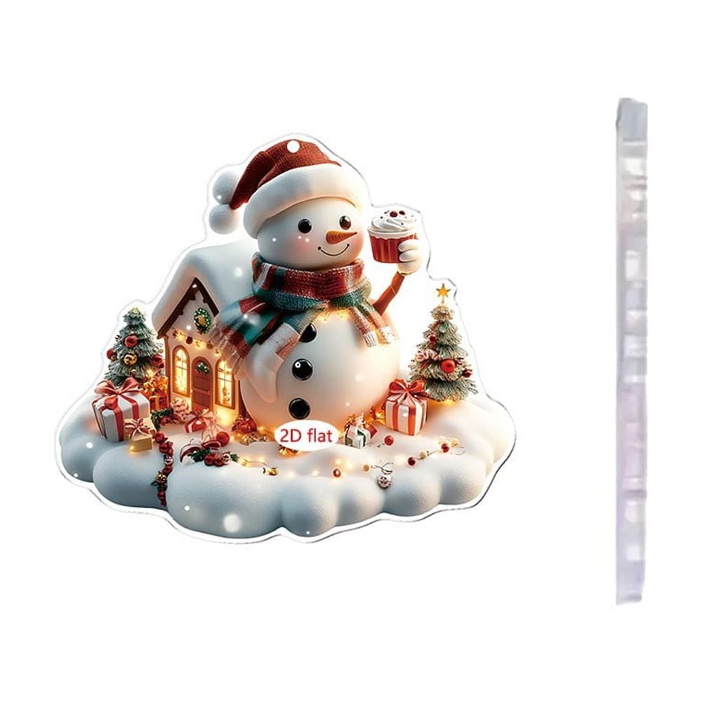 Christmas Santa Claus Snowman 2D Acrylic Keychain Pendant, Car Rearview ...