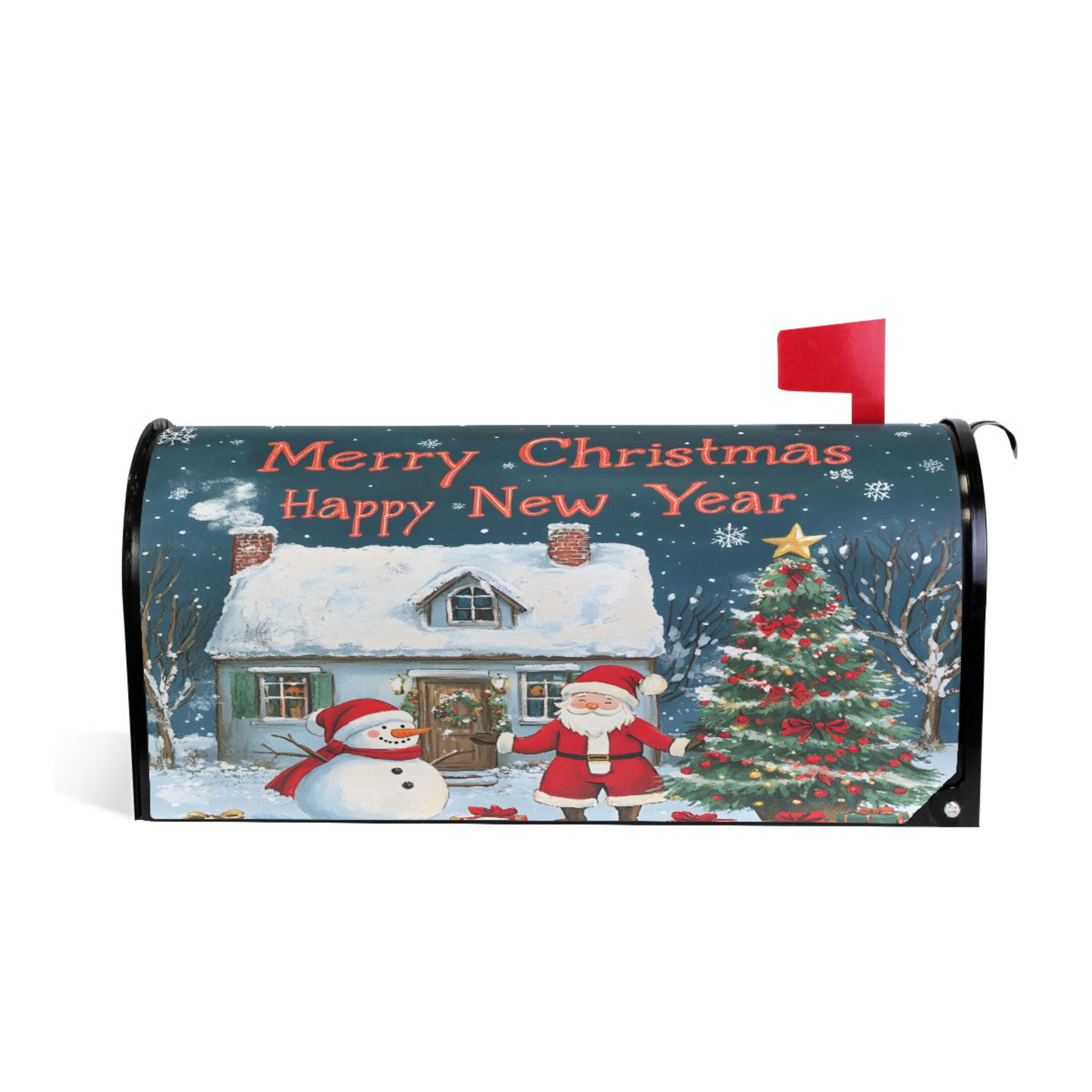 Christmas Santa Claus Snowman Magnetic Mailbox Covers Garden Post Box ...