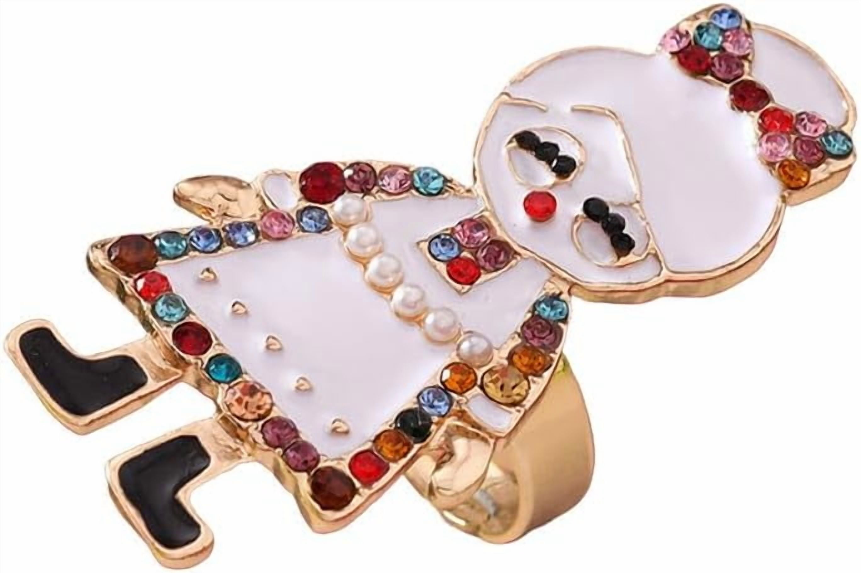 Christmas Santa Claus Statement Open Ring - Rhinestone Colorful CZ ...