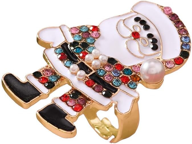 Christmas Santa Claus Statement Open Ring - Rhinestone Colorful CZ ...