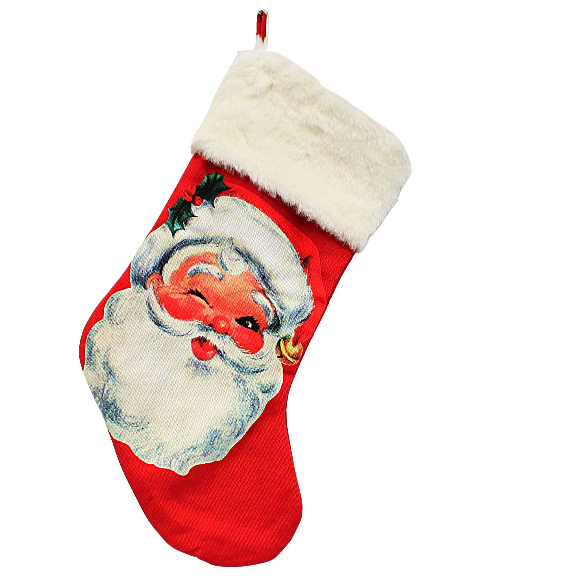 Christmas Santa Claus Stocking Polyester Vintage-Looking Tc00091 Bell ...