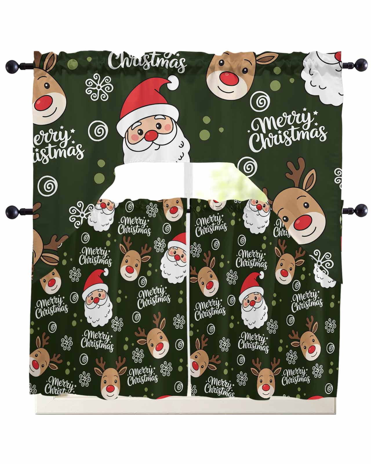 Christmas Santa Claus Swag Curtains for Living Room/Bedroom Windows ...