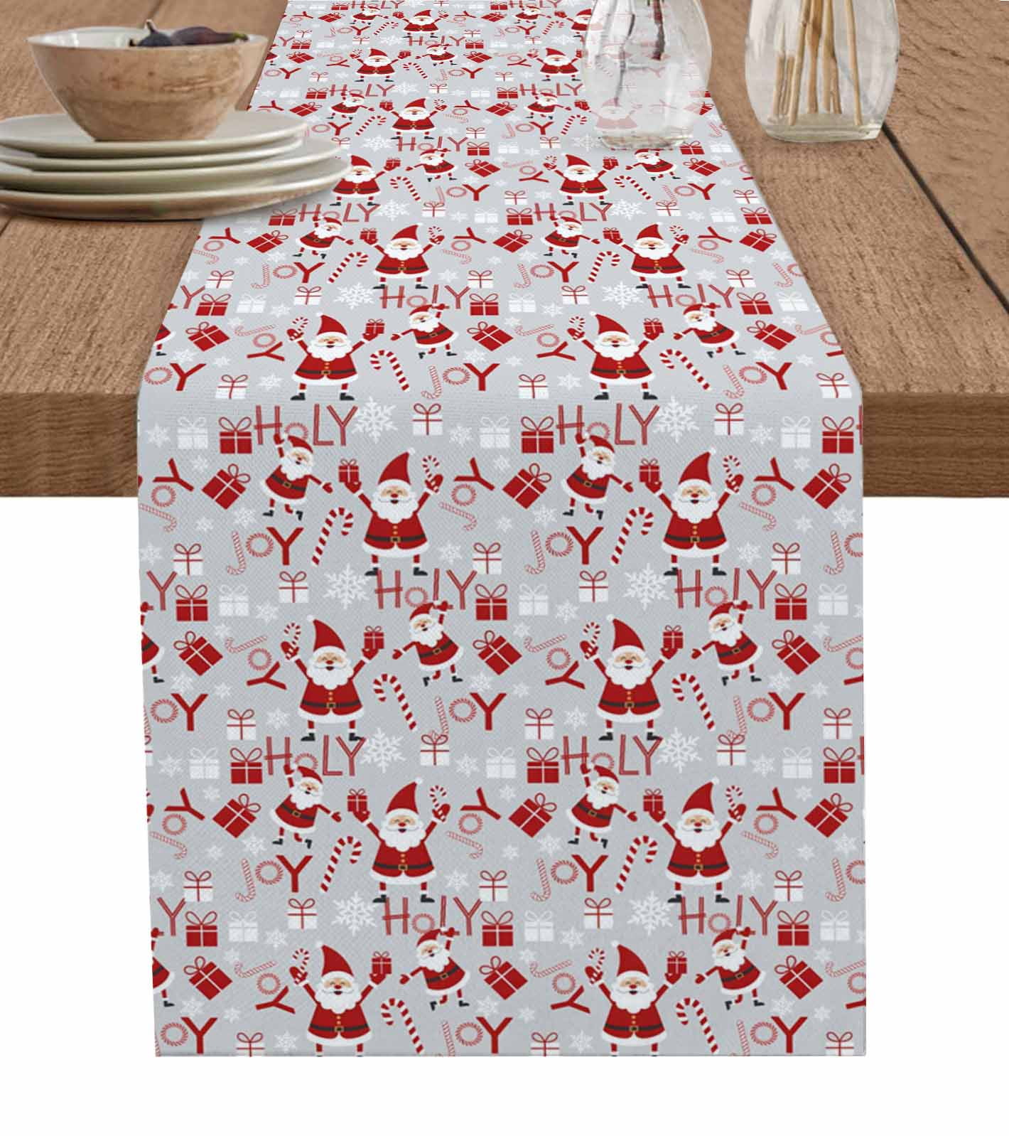 Christmas Santa Claus Table Runner 48 Inches, Xmas Snowflake New Year ...