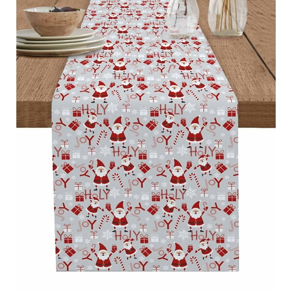 Christmas Santa Claus Table Runner 48 Inches, Xmas Snowflake New Year ...