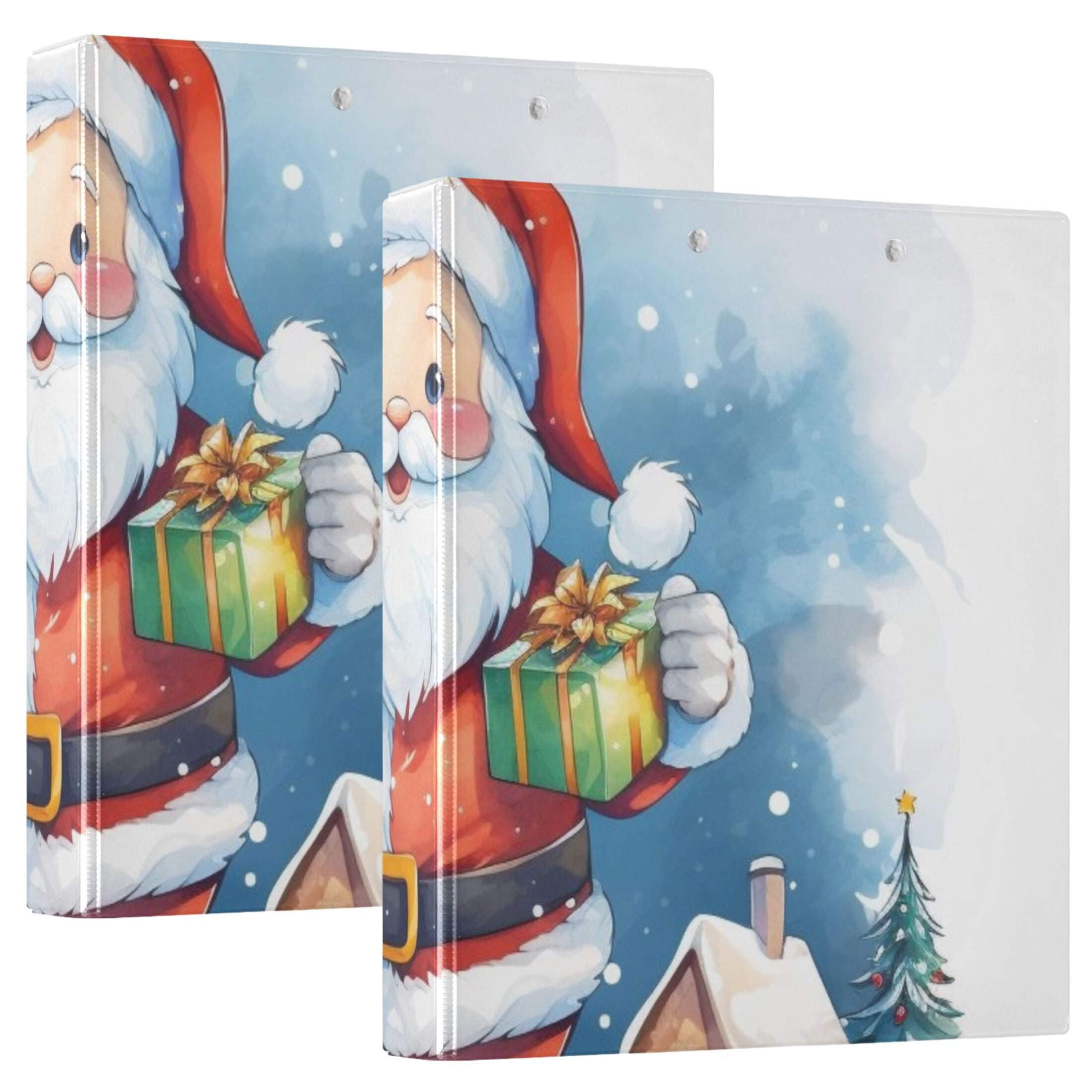 Christmas Santa Claus Trees Houses 3 Ring Binders 1.5 inch Hardcover ...