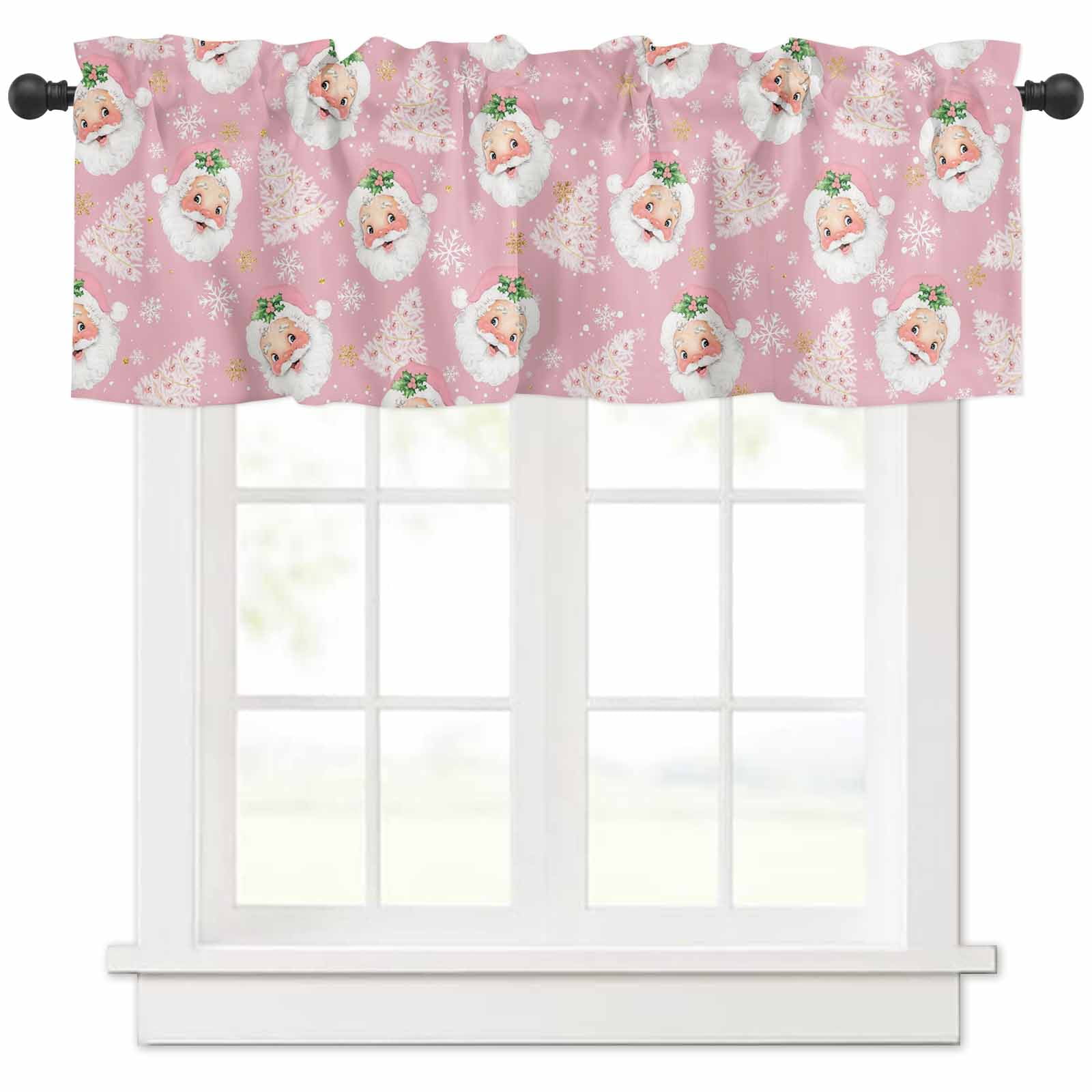 Christmas Santa Claus Valances for Windows, Christmas Tree Winter ...