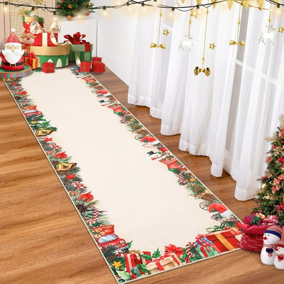 Christmas Santa Claus Washable Area Rug,Non Slip for Entryway,Soft Low ...