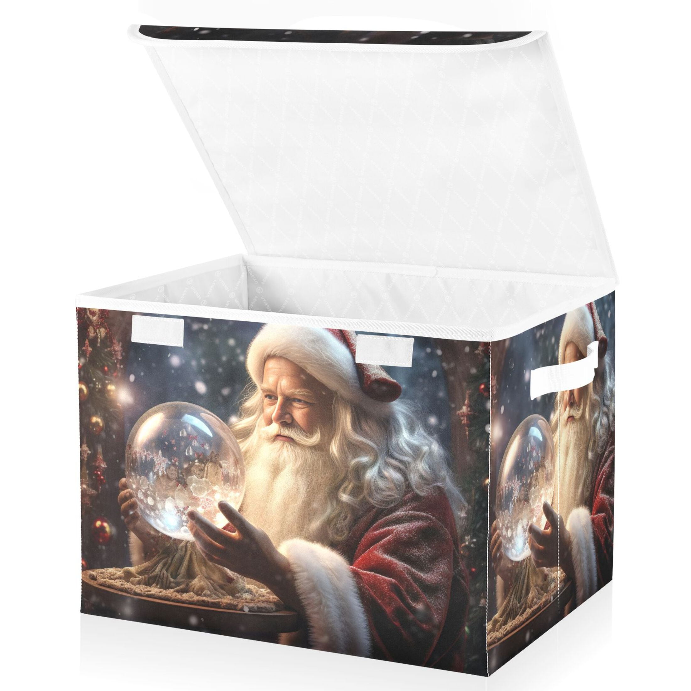 Christmas Santa Claus in Snow Large Lidded Bin Foldable Storage Baskets ...