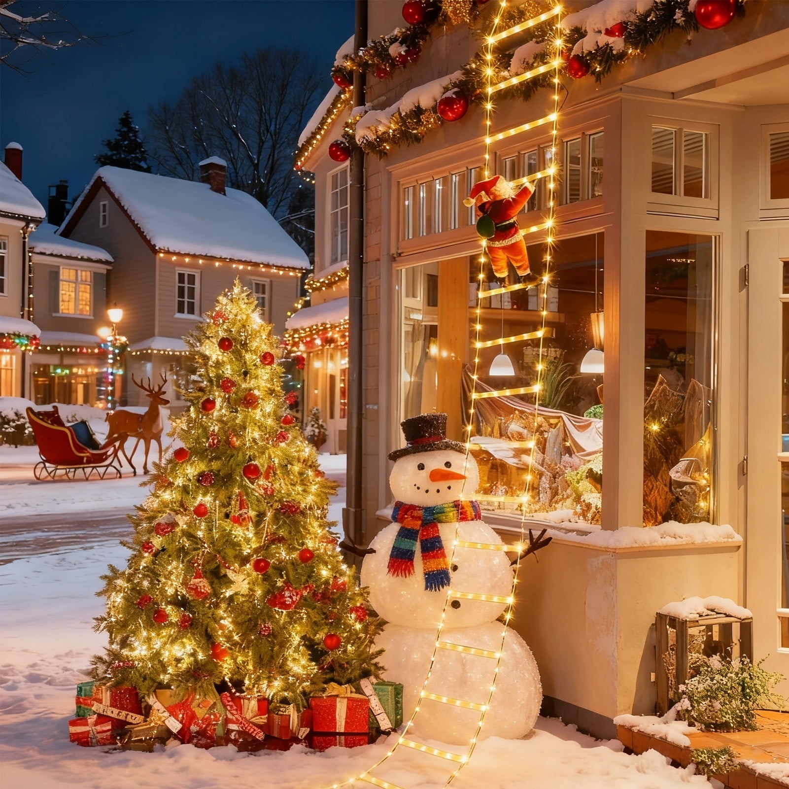 Christmas Santa Climbing Stairs Light, Santa Climbing Ladder with ...