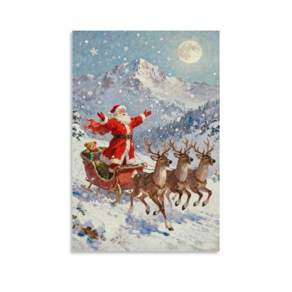 Christmas Santa Decor Wall Art Picture Print Canvas Poster Wall Paint ...
