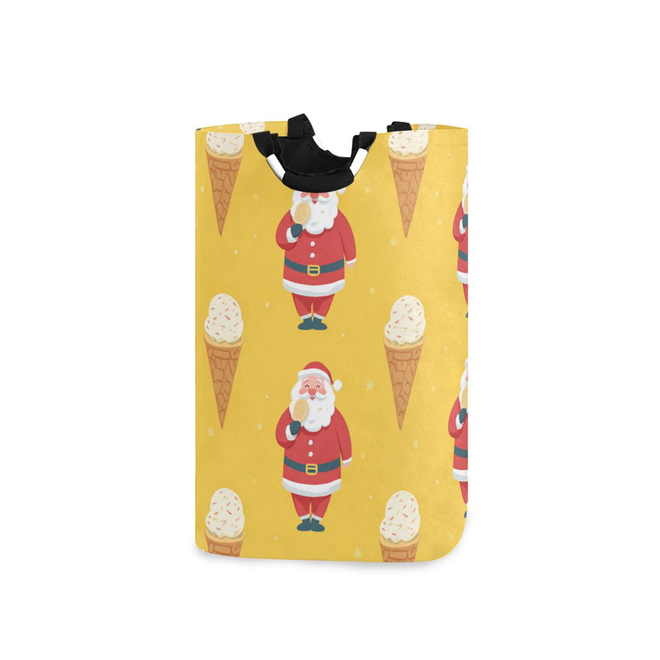 Christmas Santa Eating Ice Cream Laundry Basket with Handles Foldable ...