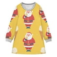 Christmas Santa Eating Ice Cream Long-sleeved Dress A-line One-Piece ...