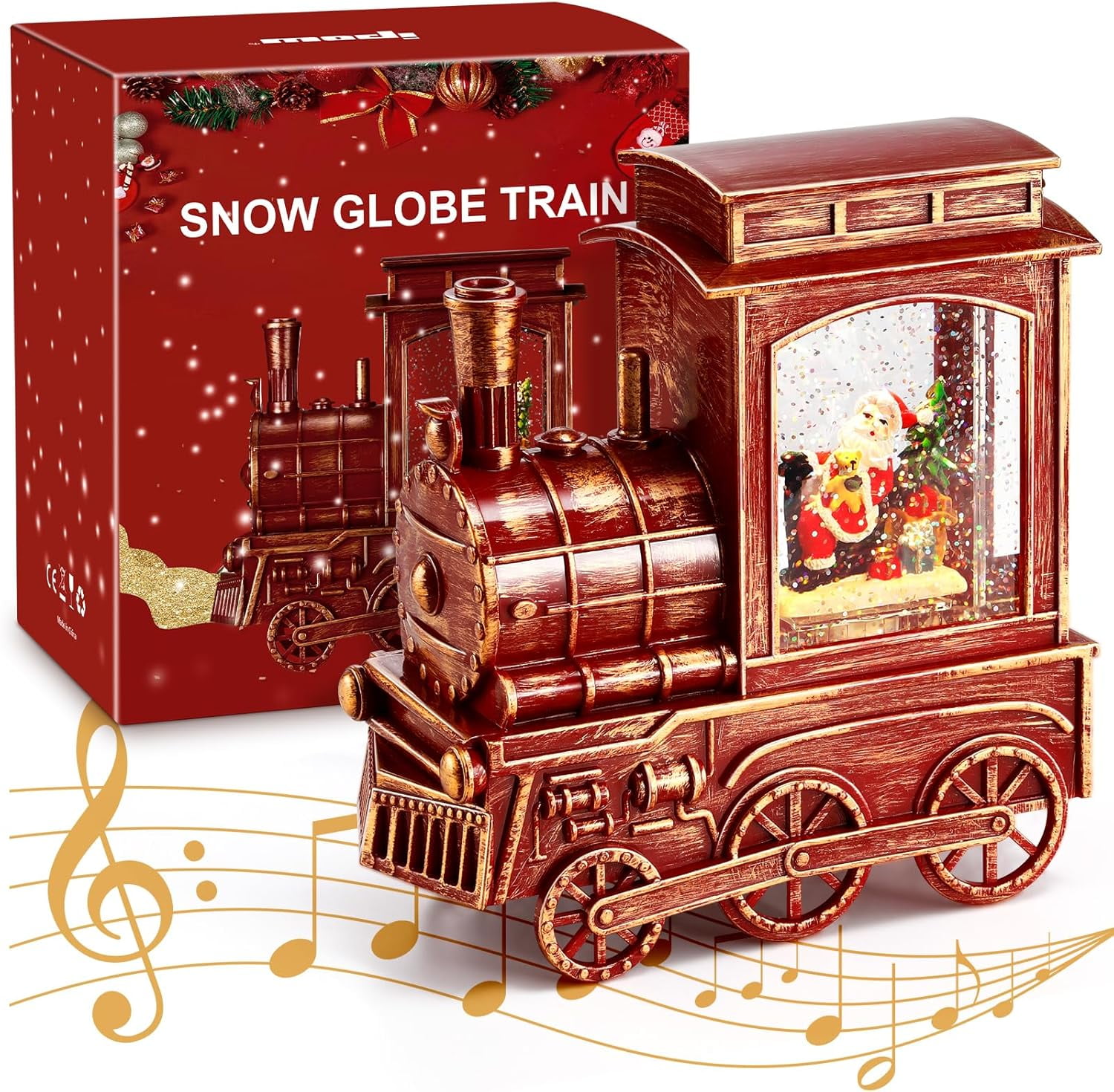 Christmas Santa Globe Lantern Train with Water Swirling Glitter ...