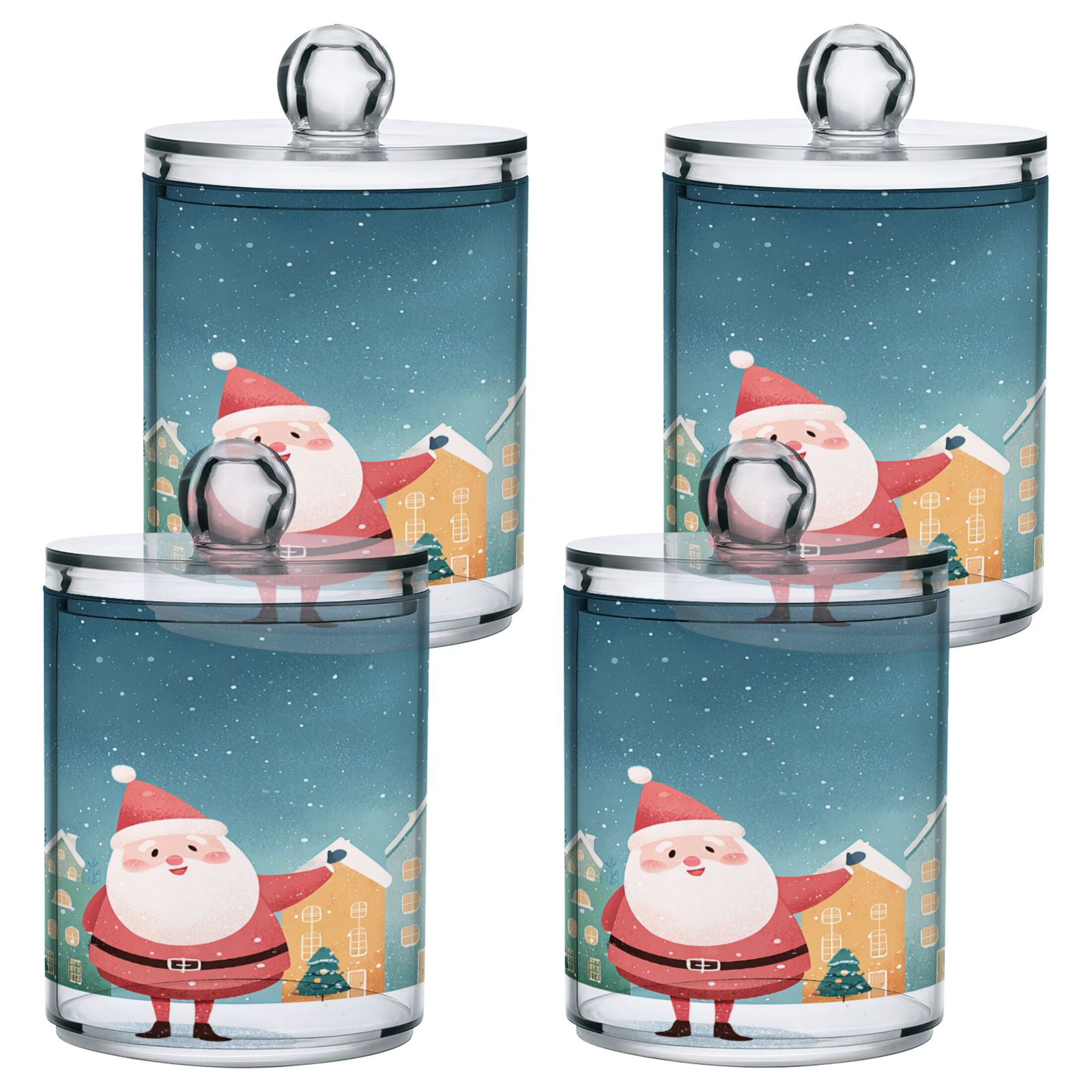 Christmas Santa Greeting To Small Town Translucent Plastic Cans Storage ...