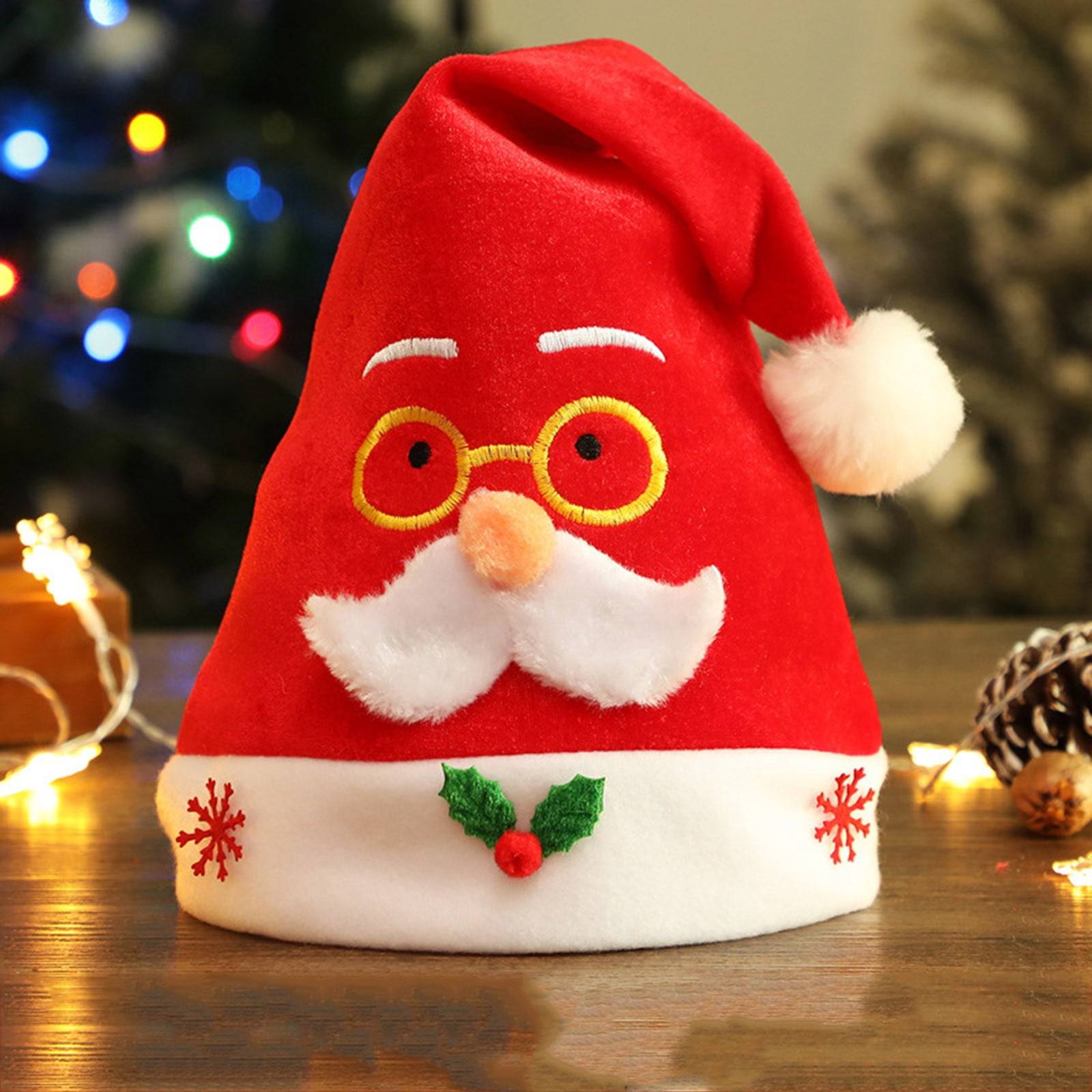 Christmas Santa Hat for Adults, Unisex Velvet Classic Holiday Santa ...
