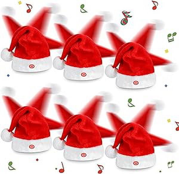 Iseuj Home Electric Singing Dancing Santa Hat, Red Plush Velvet ...