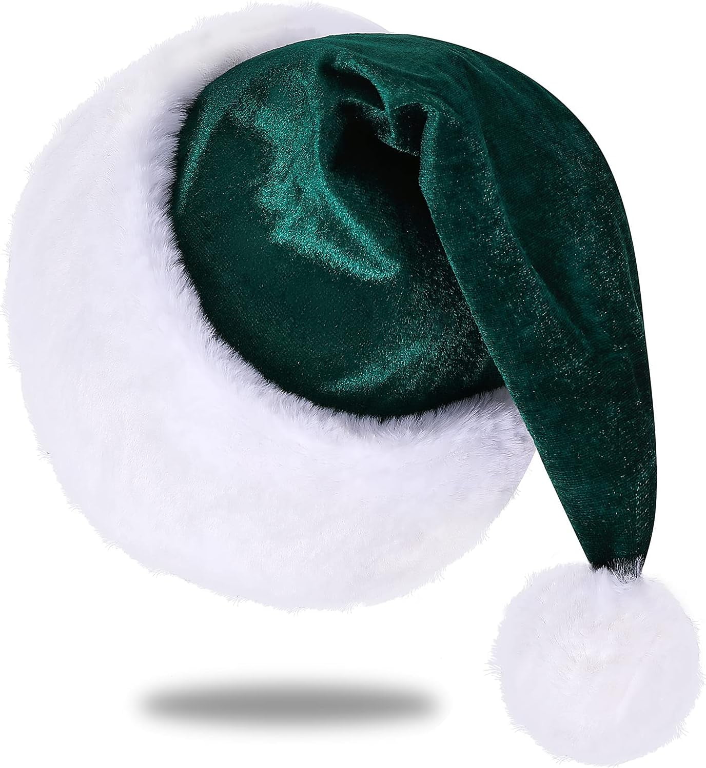 Christmas Santa Hat for Adults, Unisex Velvet Comfort Xmas Hat Extra Thicken Classic Plush for ...