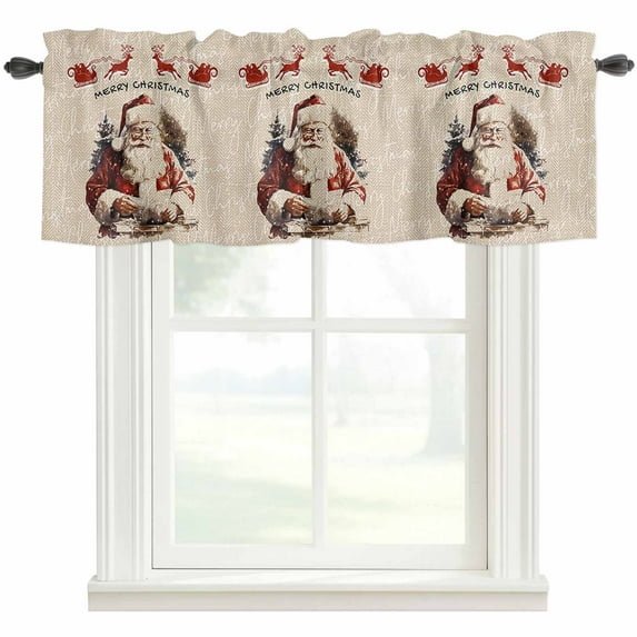 Christmas Santa Kitchen Valances for Windows, Small Valance Curtains ...