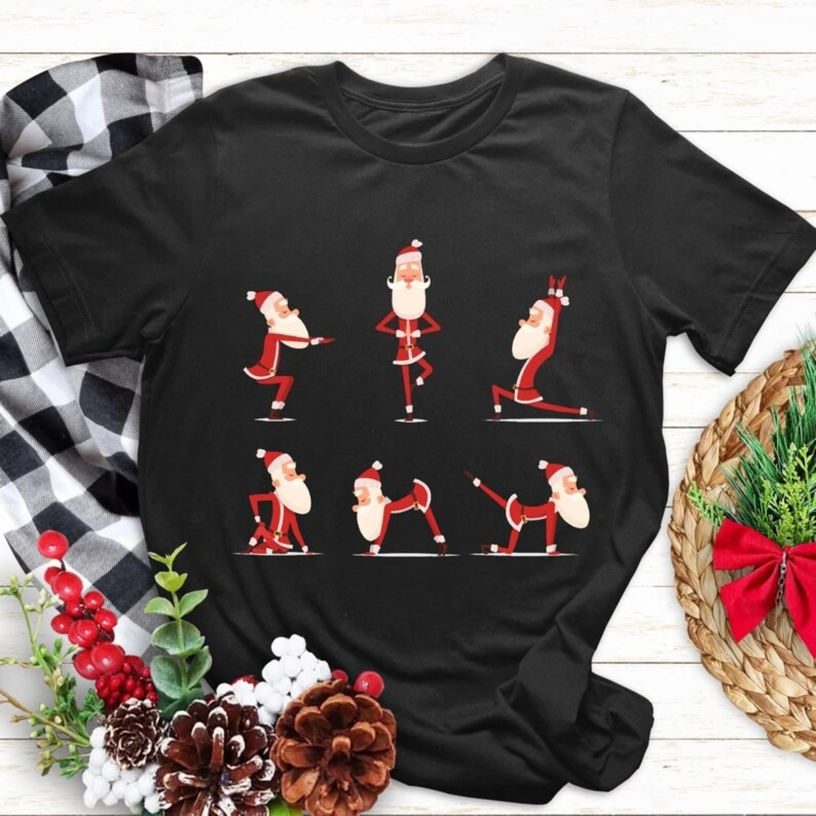 Christmas Santa Namaste Tee Funny Yoga Santa Graphic Yogi Gift Top ...