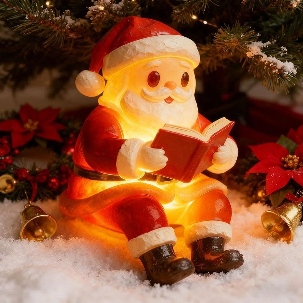 Christmas Santa Reading Book Lamp, Cute Santa Reading Book Night Ligh ...