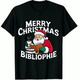 Christmas Santa Reading Books T Shirt Red Merry Christmas Bibliophie ...