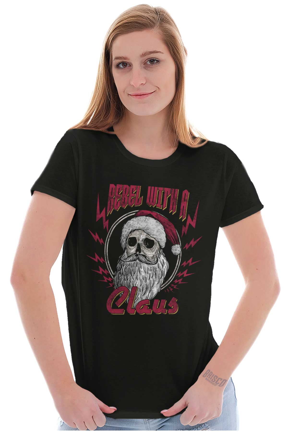 Christmas Santa Rebel With A Claus Women's T Shirt Ladies Tee Brisco ...