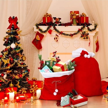 Red Velvet Santa Bag, Large Santa Bags with Drawstring Santa for ...