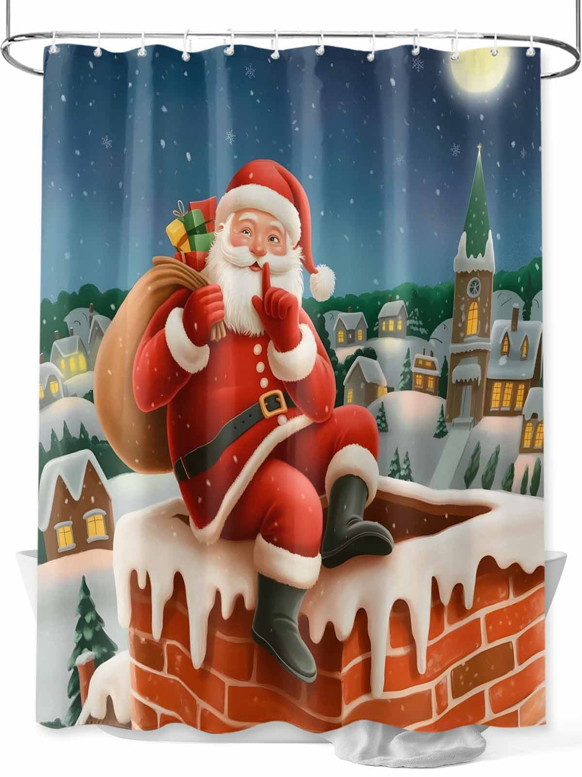 Christmas Santa Shower Curtain Set, Waterproof Shower Curtains for ...