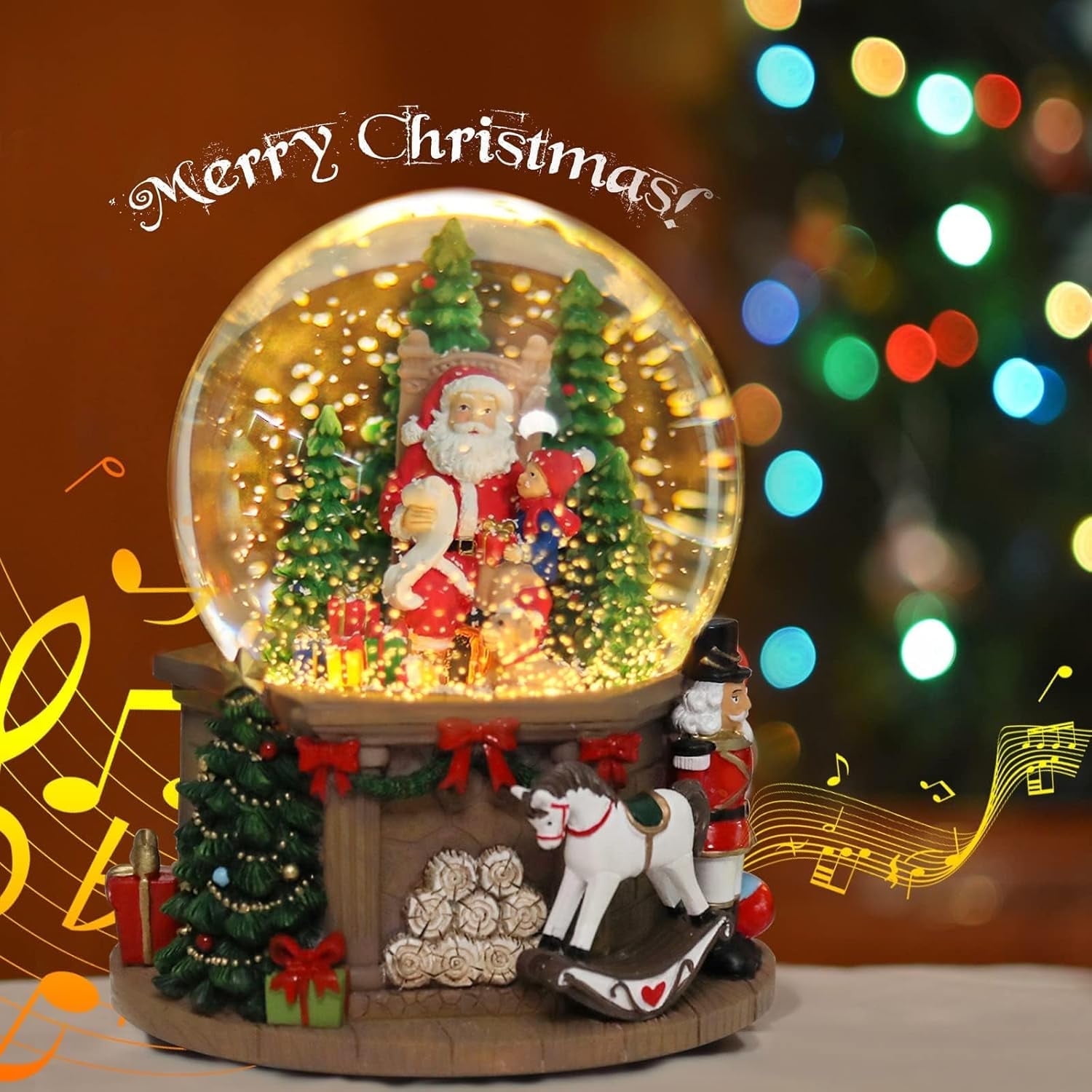 Christmas Santa Snow Water Globes Music Box with LED Light Up Gifts for ...