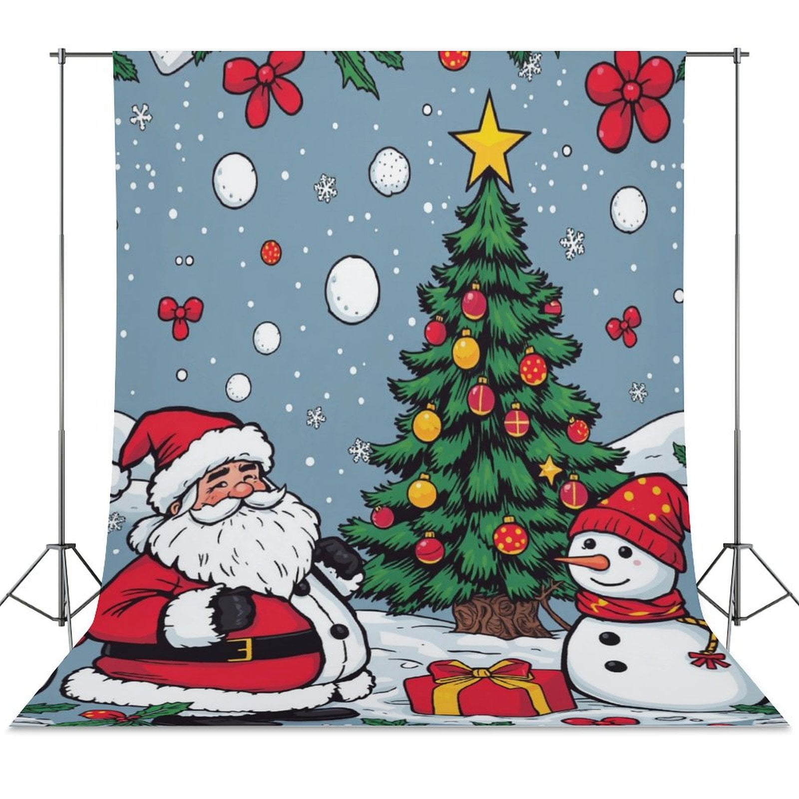 Christmas Santa Snowman Party Backdrop Birthday Decoration Backgrounds ...